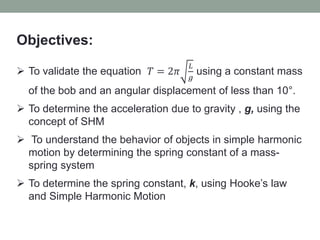 Simple Pendulum and Mass-Spring System in SHM | PPTX