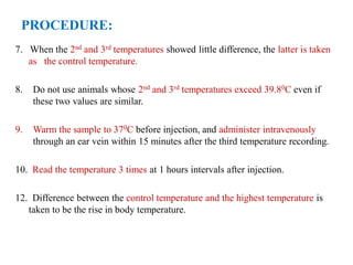 Expt 10- To evaluate pyrogen test for given sample using rabbit | PDF