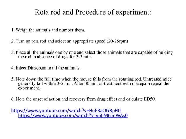 Expt 10 Effects of skeletal muscle relaxants using rota-rod apparatus ...