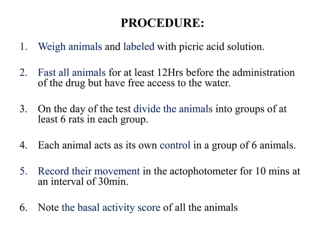 Expt 11 Effect of drugs on locomotor activity using actophotometer | PPTX