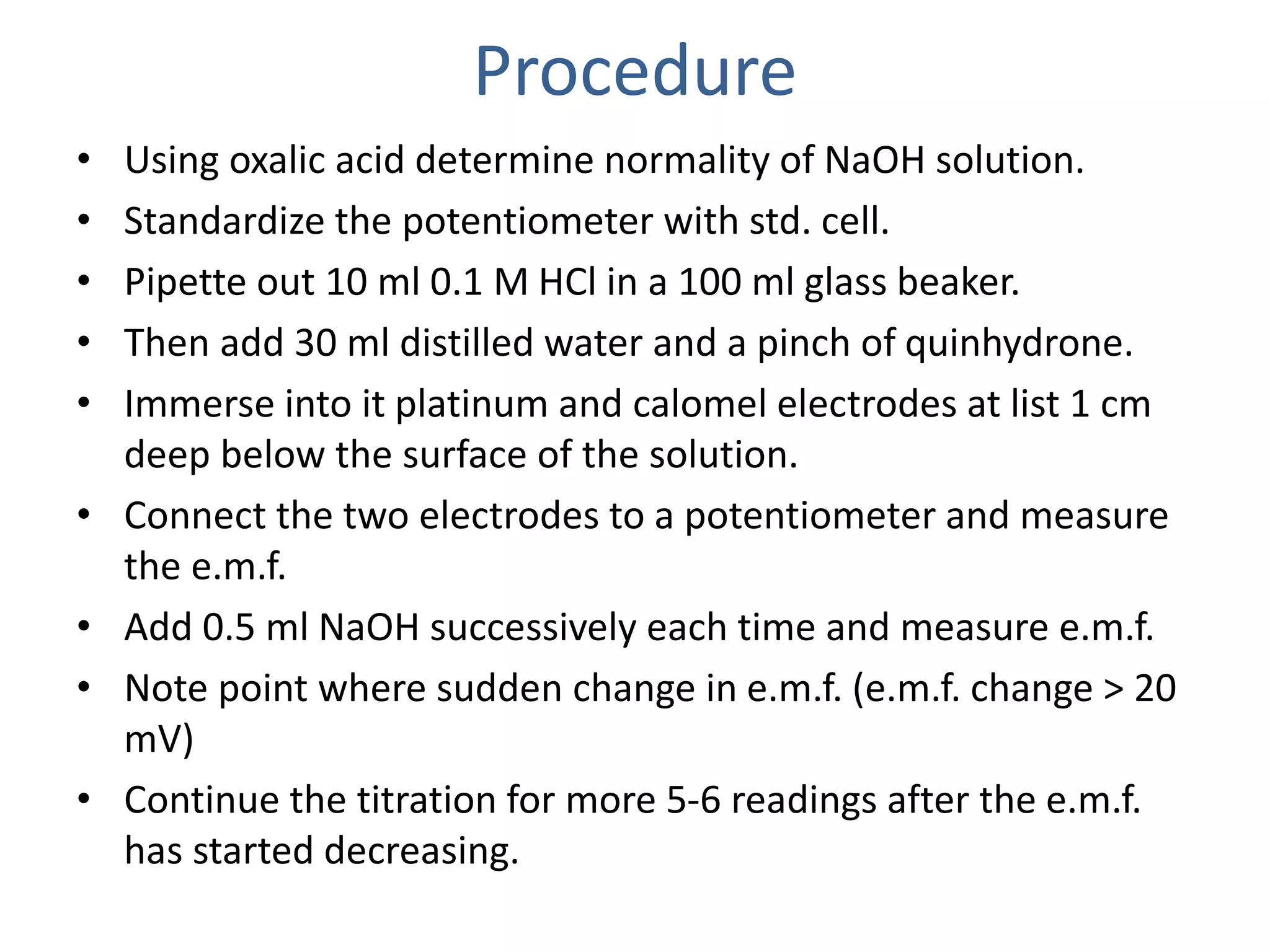 Determination of strength of HCl potentiometrically | PPTX