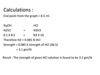 Determination of strength of HCl potentiometrically | PPTX