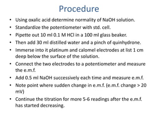 Determination of strength of HCl potentiometrically | PPTX