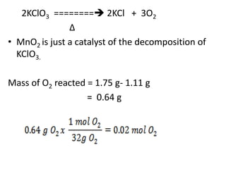 Experiment 2: Molar Volume of Oxygen | PPTX