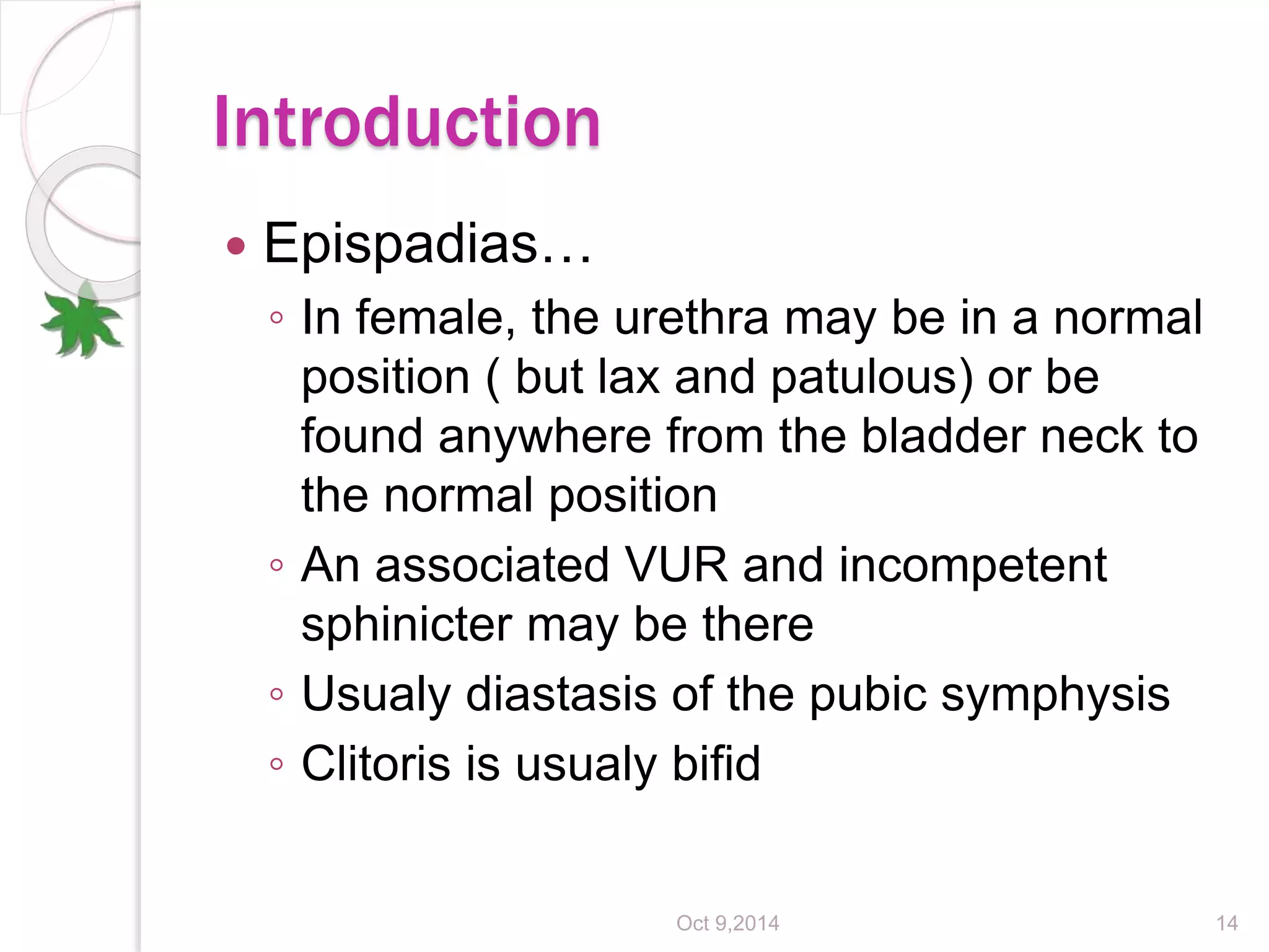 Bladder Exstophy and Epispadias | PPTX