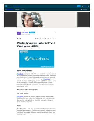 What is Wordpress | What is HTML | Wordpress vs HTML | PPTX