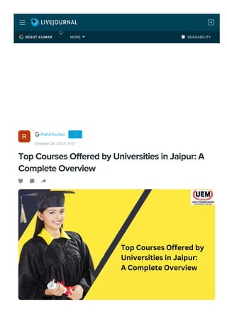 Top Courses Offered by Universities in Jaipur: A Complete Overview | PDF