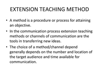 EXTENSION TEACHING METHODS AND MASS COMMUNICATION | PPTX