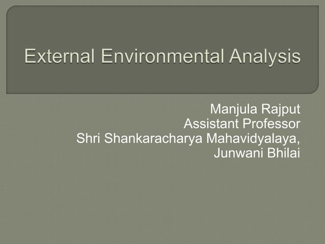 External environmental analysis | PPTX | Environmental Services Industry | Industries