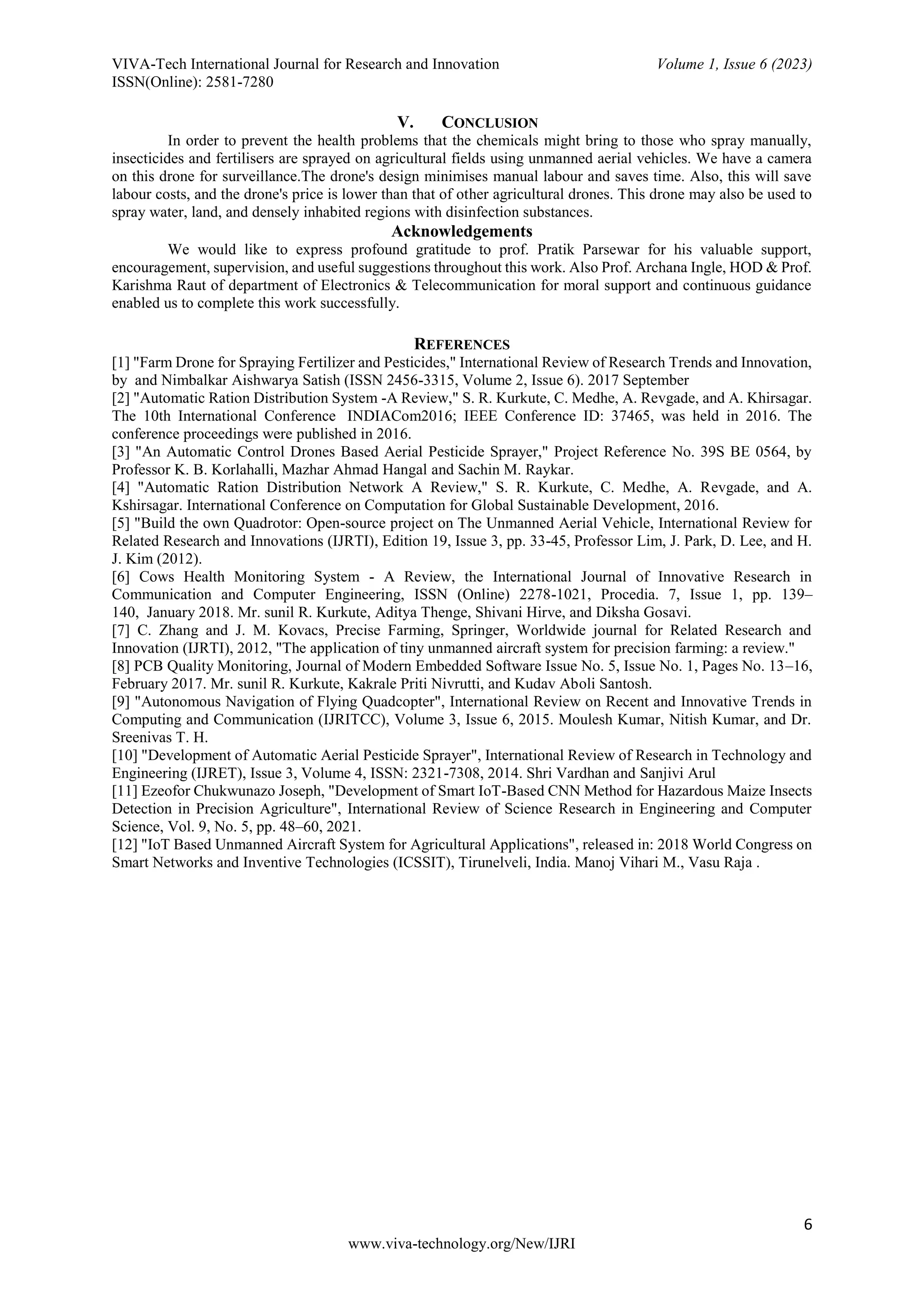 A DRONE FOR SPRAYING PESTICIDES, FERTILIZERS AND DISINFECTANTS | PDF