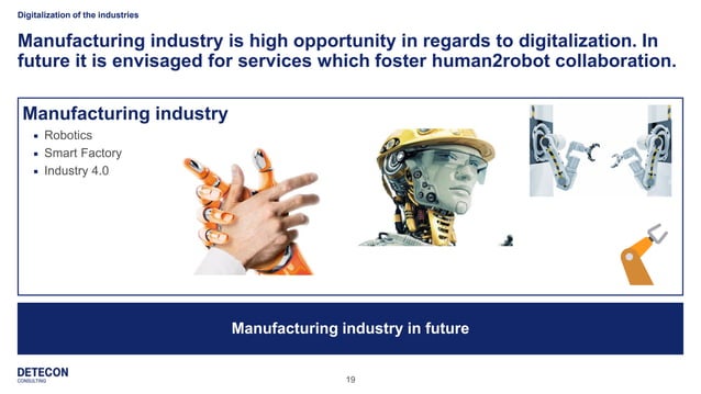 Digitalization of the industries - Automotive, Healthcare ...