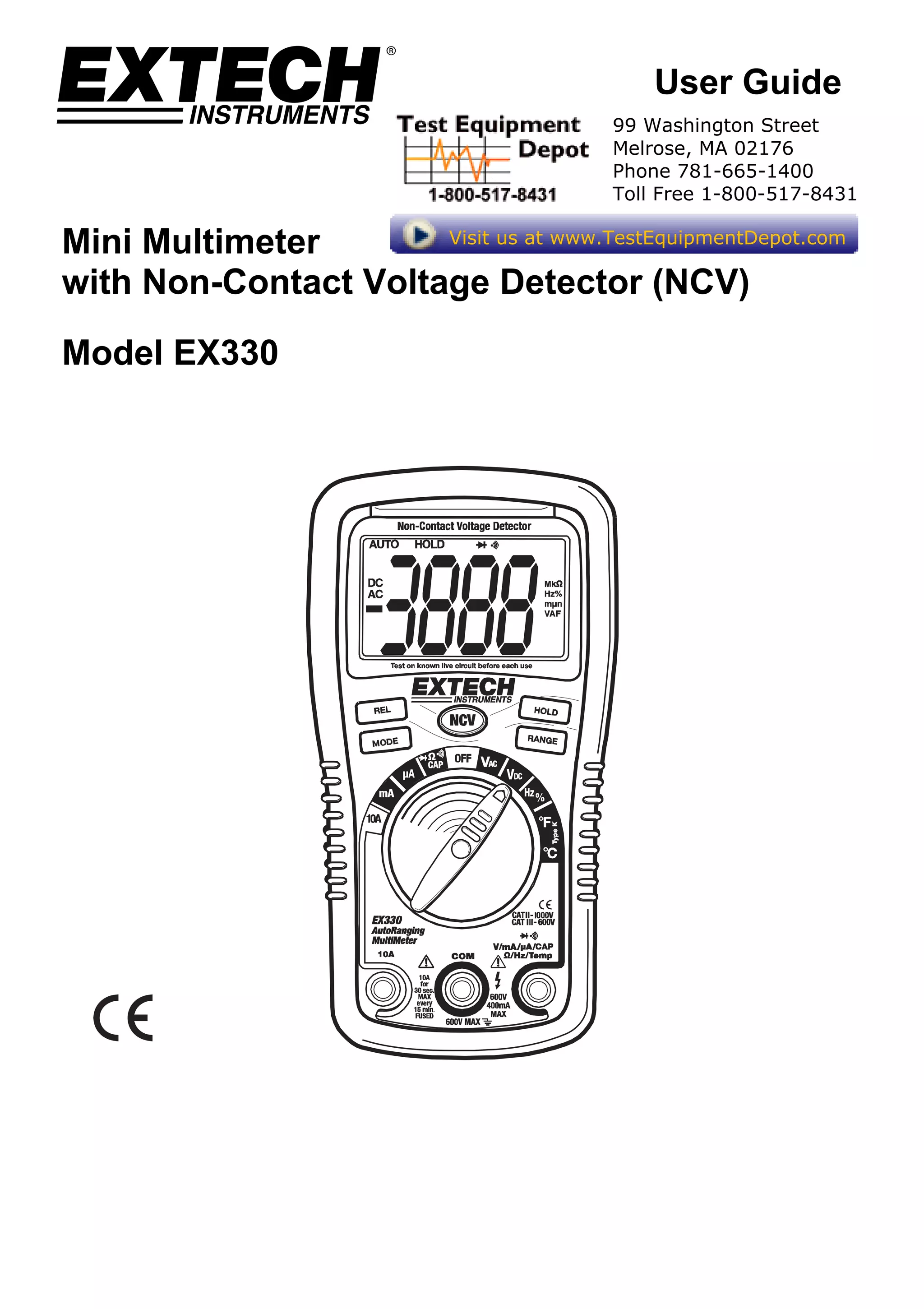 Extech EX330 Mini Multimeter User Manual | PDF