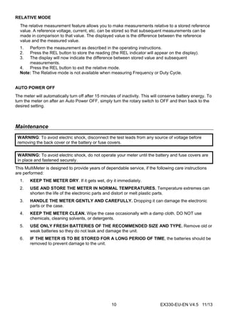 Extech EX330 Mini Multimeter User Manual | PDF