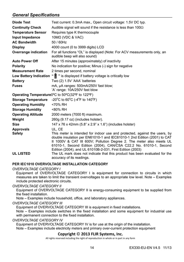 Extech EX330 Mini Multimeter User Manual | PDF
