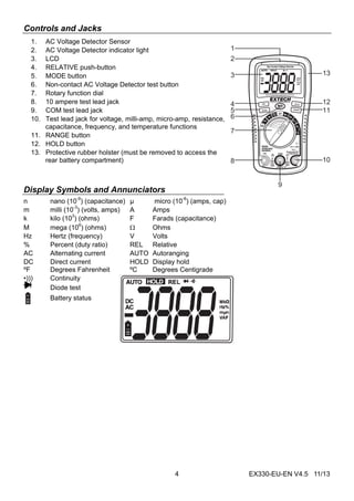 Extech EX330 Mini Multimeter User Manual | PDF