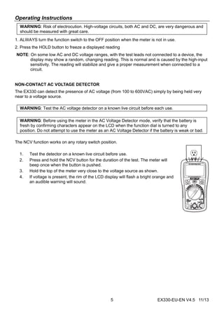 Extech EX330 Mini Multimeter User Manual | PDF