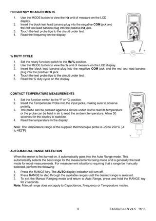 Extech EX330 Mini Multimeter User Manual | PDF