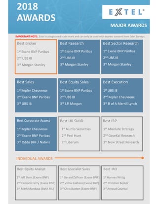 Extel 2018 Awards Document | PDF
