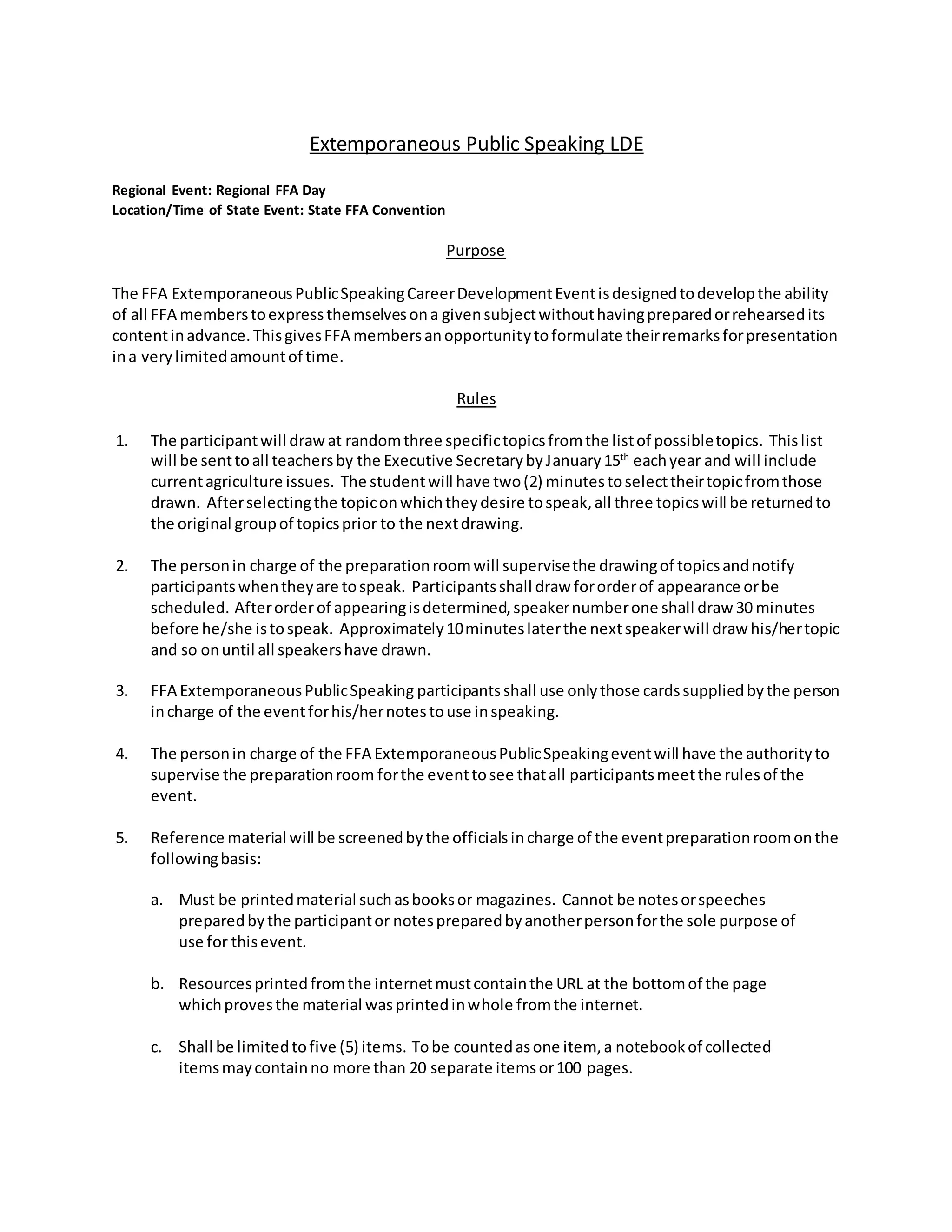 Extemporaneous public speaking lde | PDF