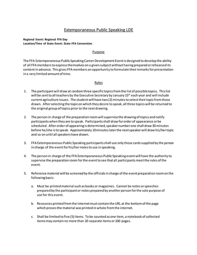 Extemporaneous public speaking lde | PDF