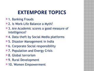 Important Extempore GD Topics which is most common topic. | PPT