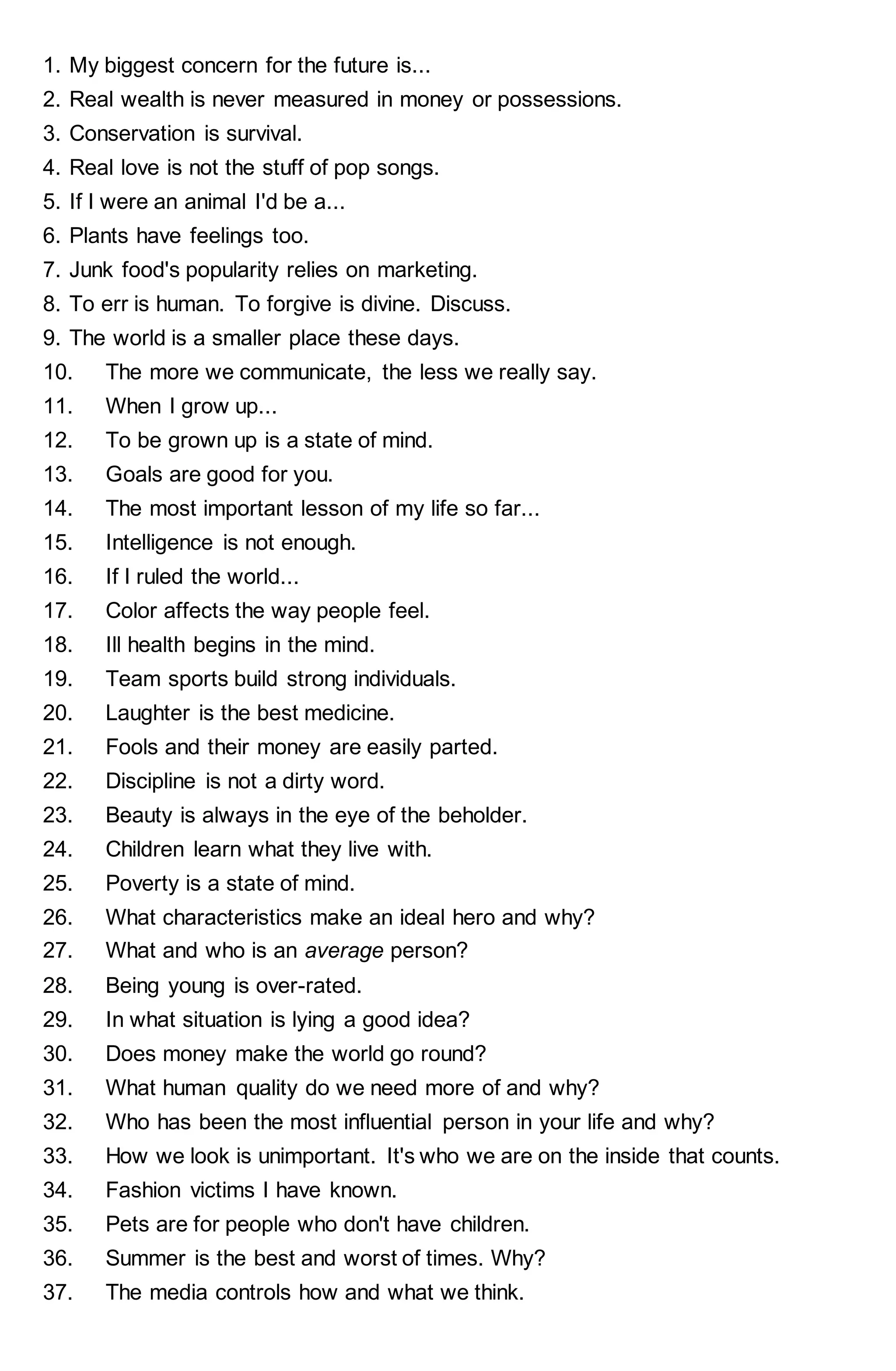 Extempo topics | PDF