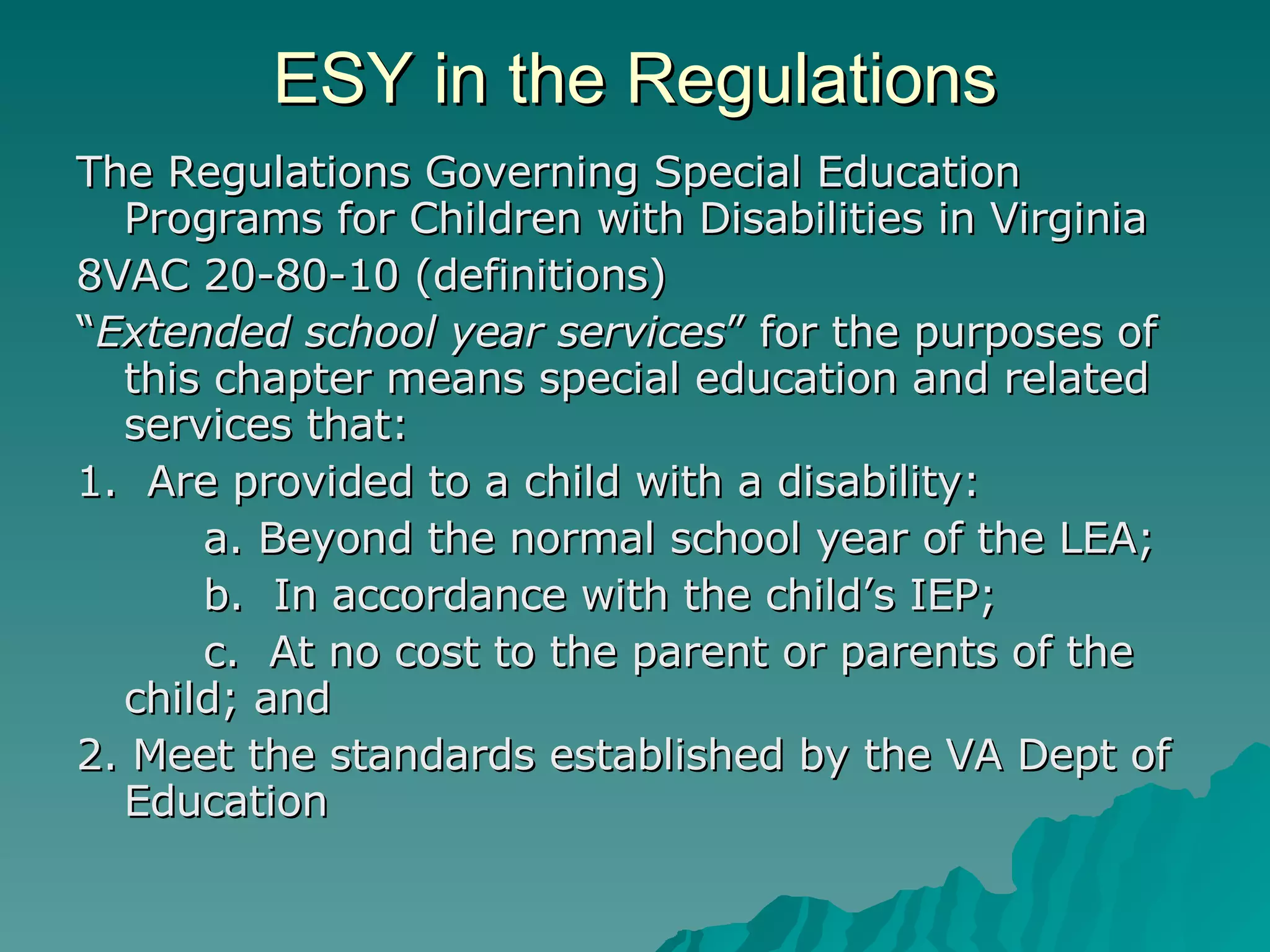 Extended School Year Services | PPT