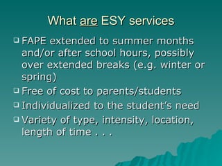 Extended School Year Services | PPT