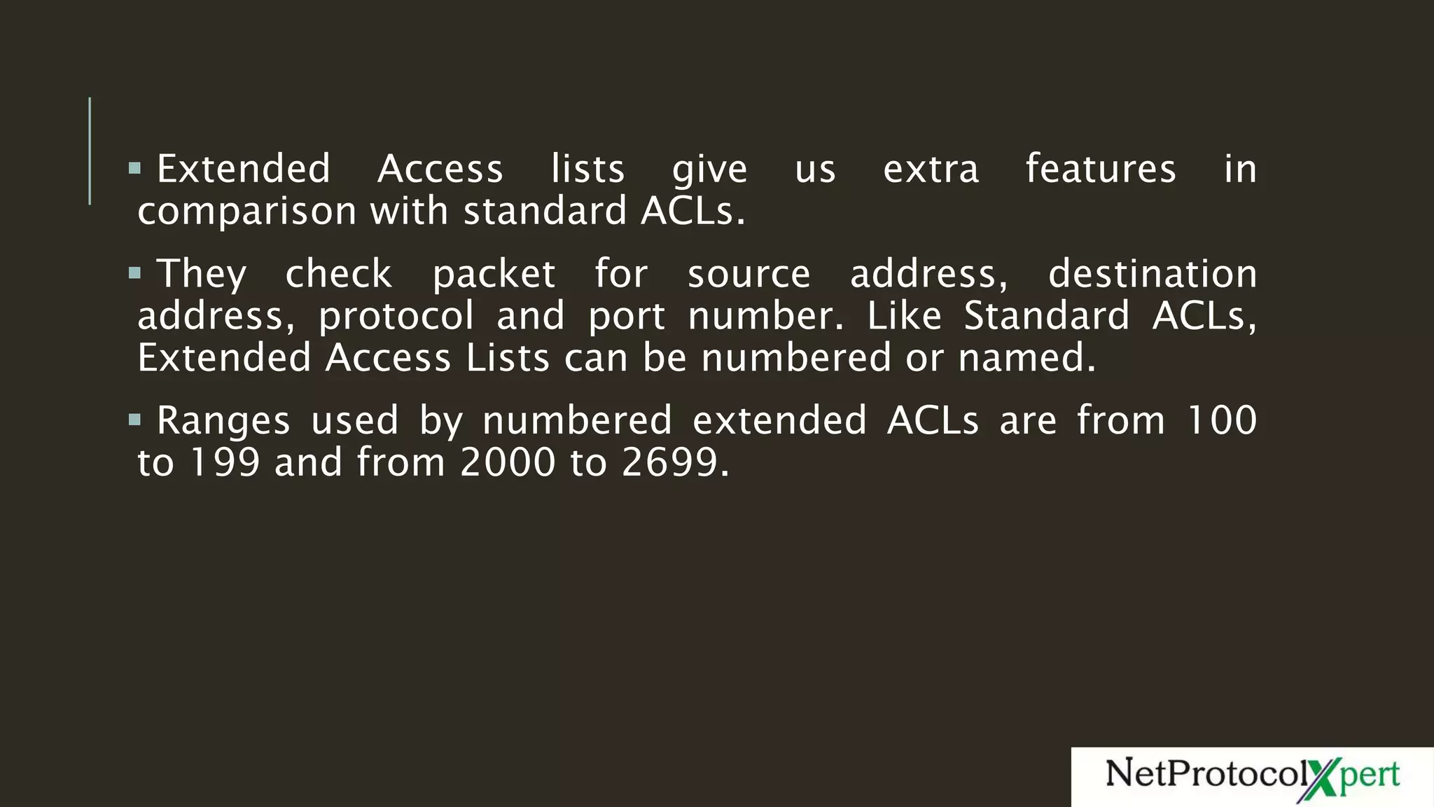 Extended Access Lists Pptx Computer Networking Computing