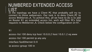 Extended Access Lists | PPTX | Computer Networking | Computing