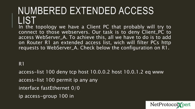 Extended Access Lists | PPTX | Computer Networking | Computing