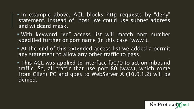Extended Access Lists | PPTX | Computer Networking | Computing