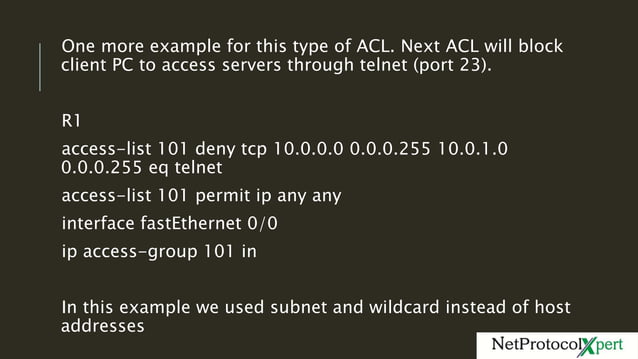 Extended Access Lists Pptx Computer Networking Computing 0219