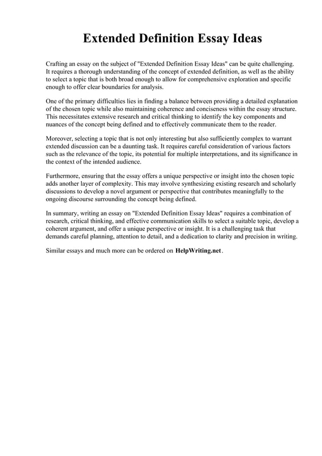 Extended Definition Essay Ideas. The University of Tennessee at ...