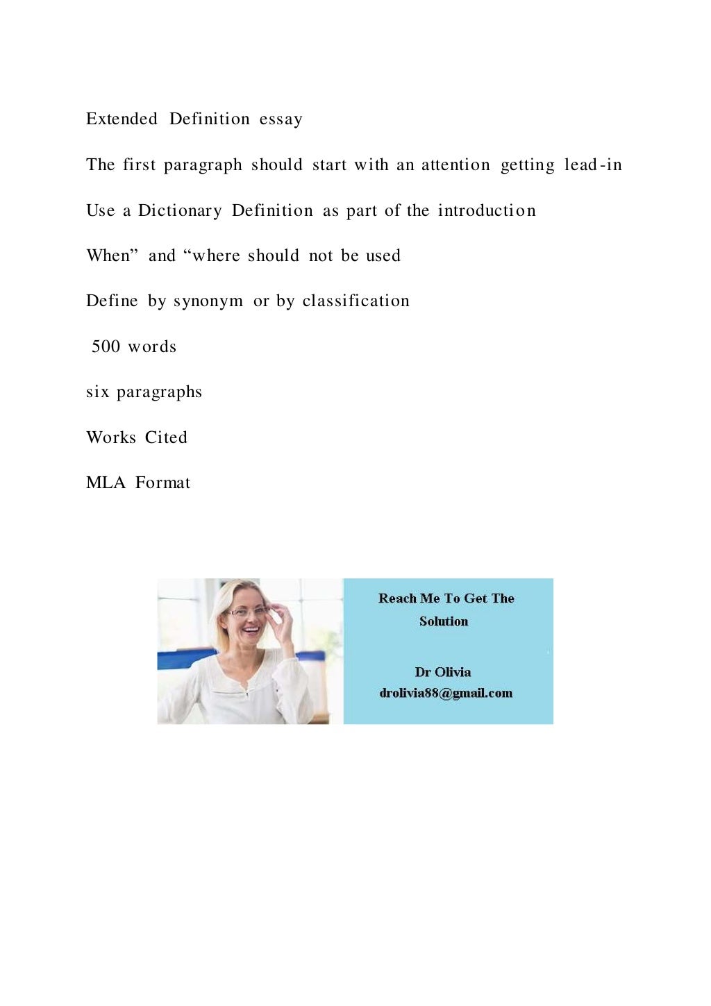 Extended Definition essayThe first paragraph should start with a | DOCX