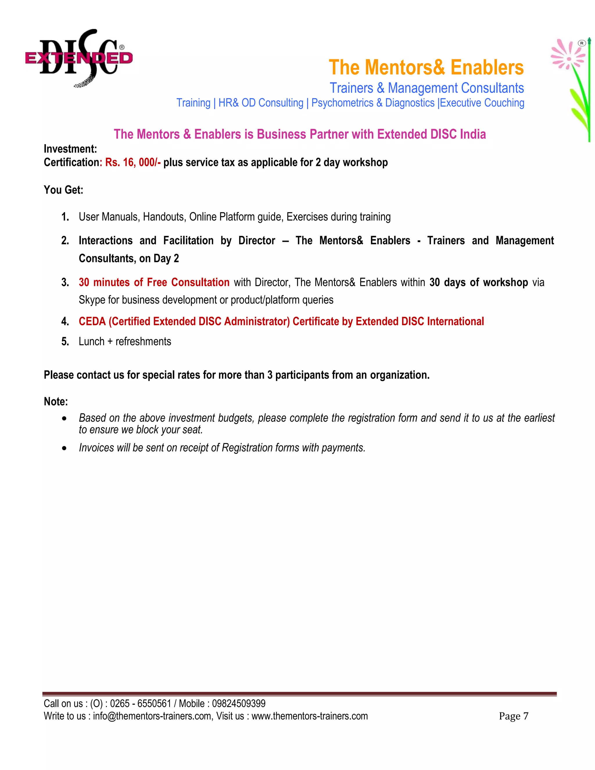 Certification Brochure Extended DISC level 1CEDA | PDF