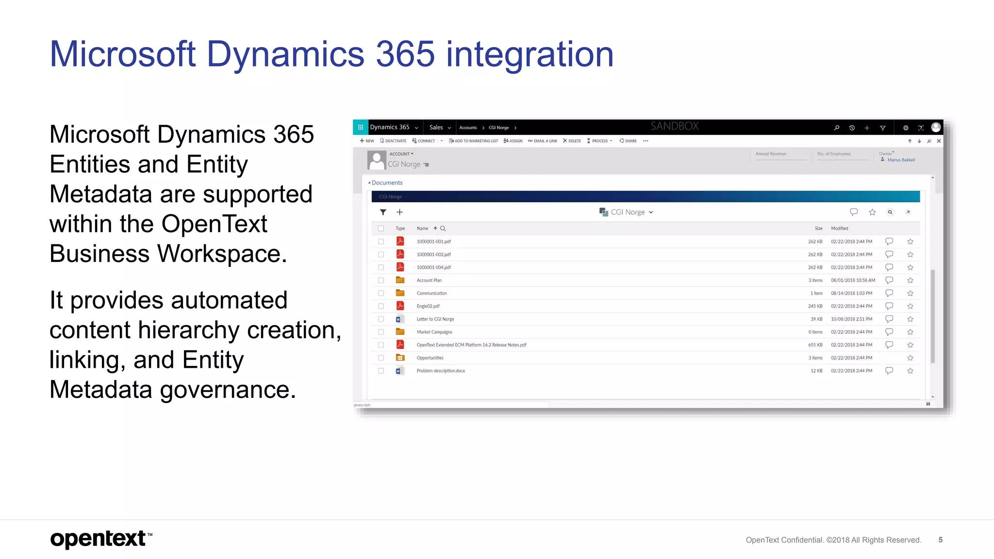 OpenText Extended ECM for Microsoft Dynamics Customer Engagement | PPTX