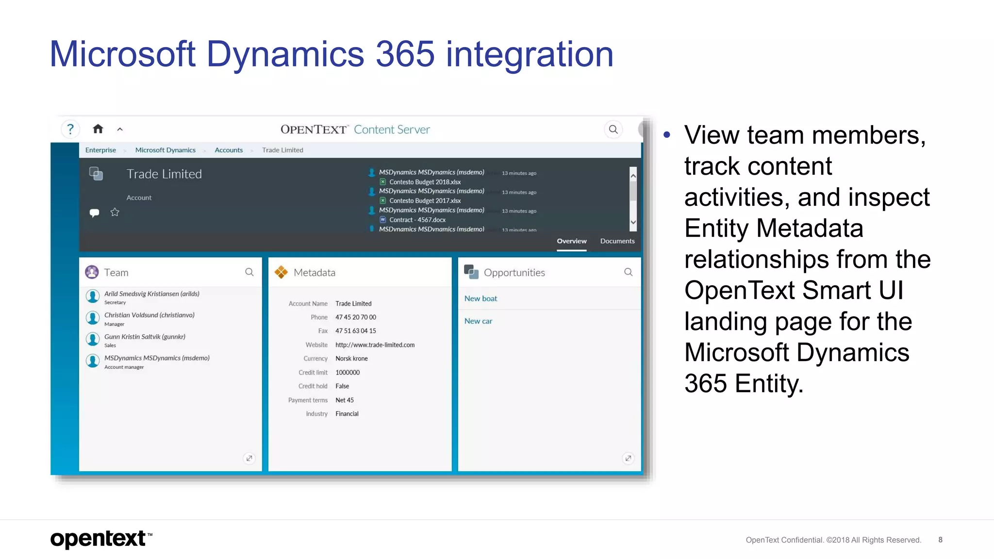 OpenText Extended ECM for Microsoft Dynamics Customer Engagement | PPTX