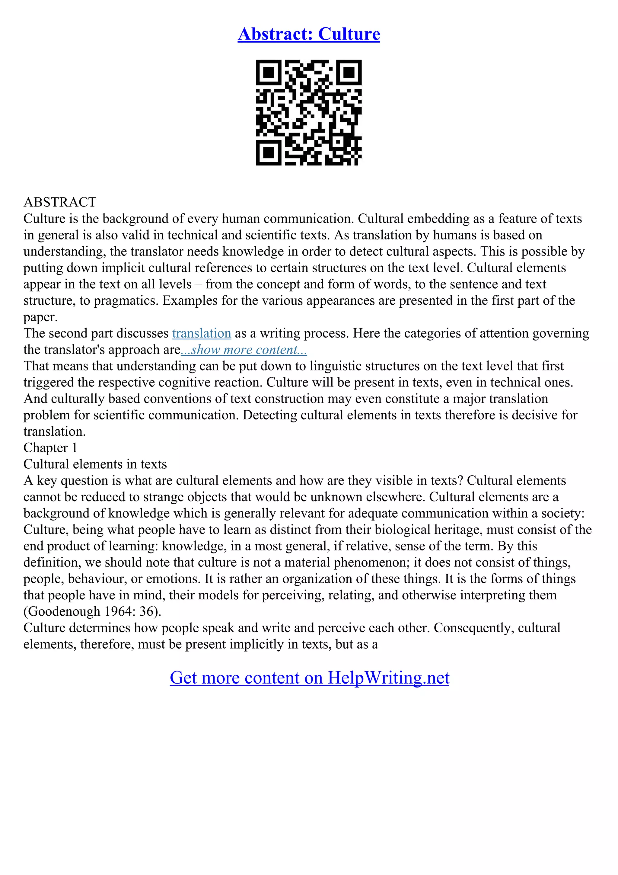 Extended Essay Abstract Example | PDF