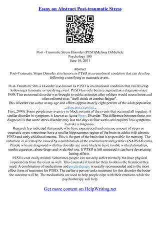 Extended Essay Abstract Example | PDF