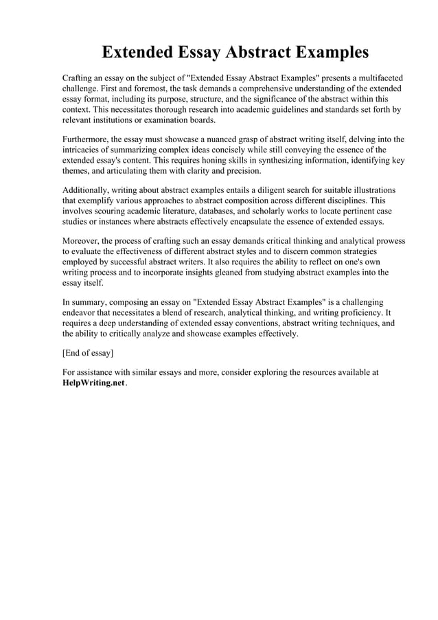 Extended Essay Abstract Examples | PDF
