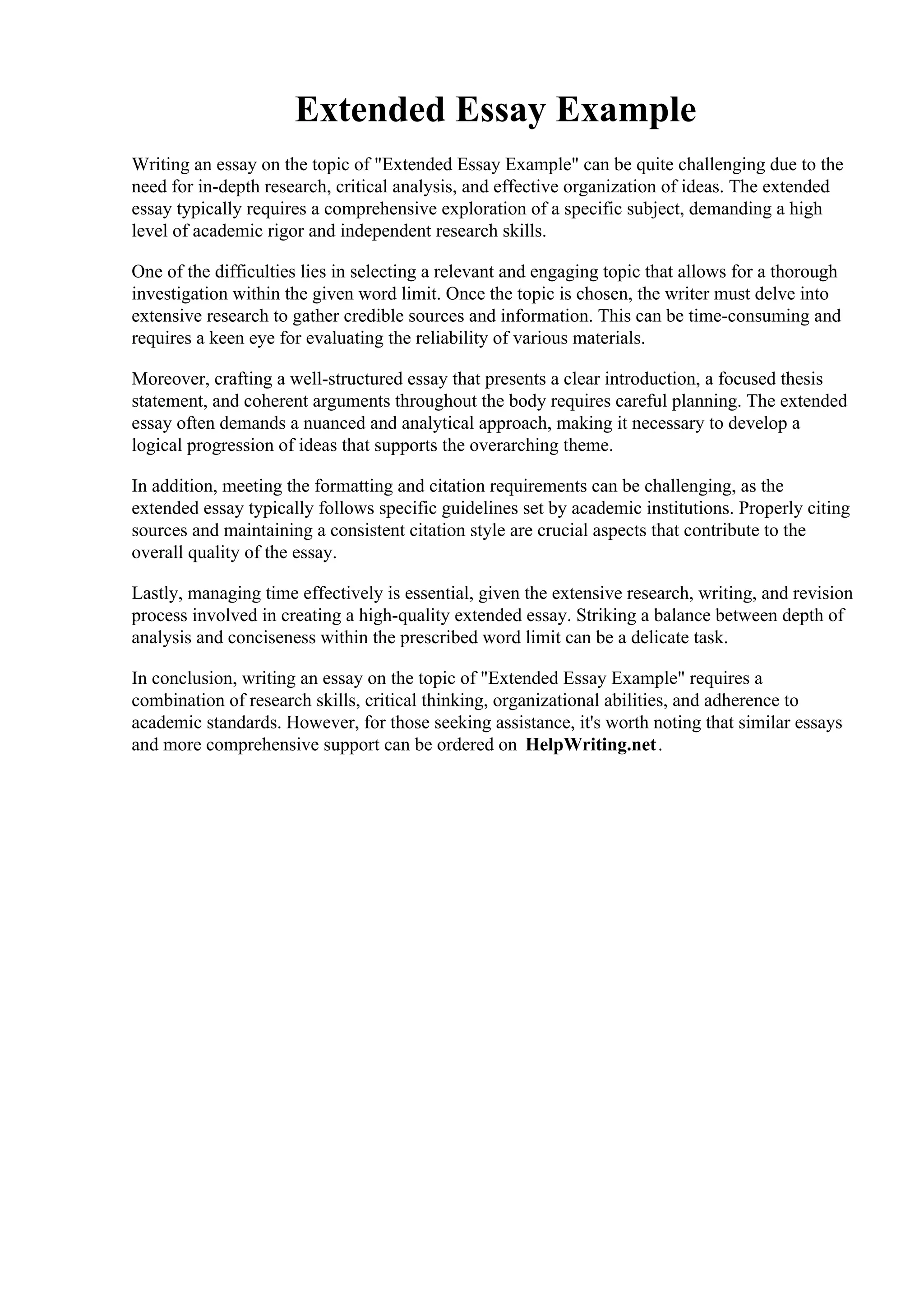 Extended Essay Example | PDF