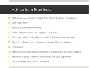 Extended essay orientation revised | PPTX