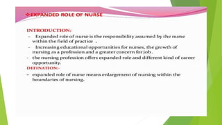Extended and Expanded Role of Nurse | PPTX