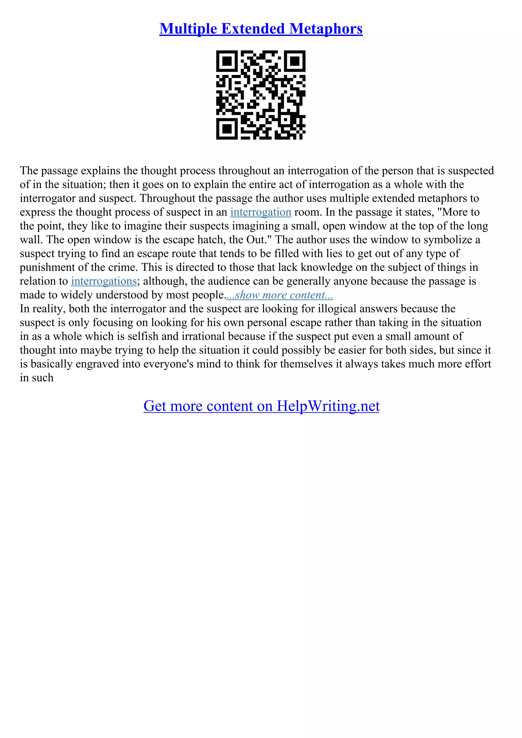 Extended Metaphor Essay | PDF