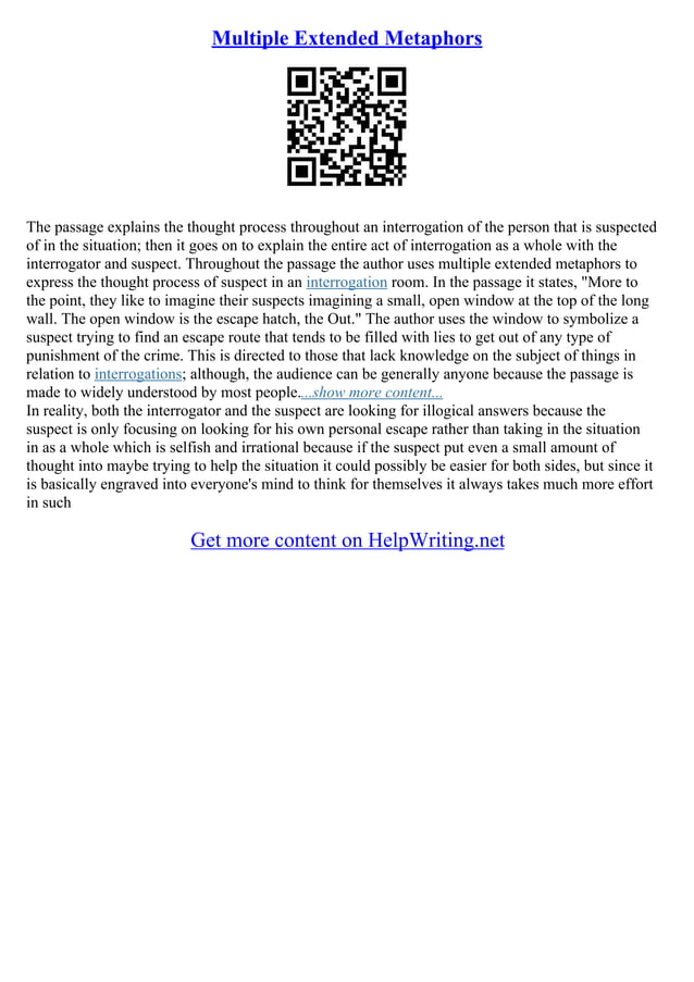 Extended Metaphor Essay | PDF