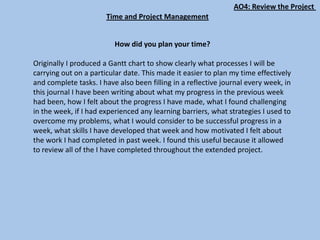 A04 - Review The Project - Extended Project Evaluation | PPTX | Video ...