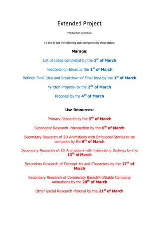 Extended project production schedule | DOCX