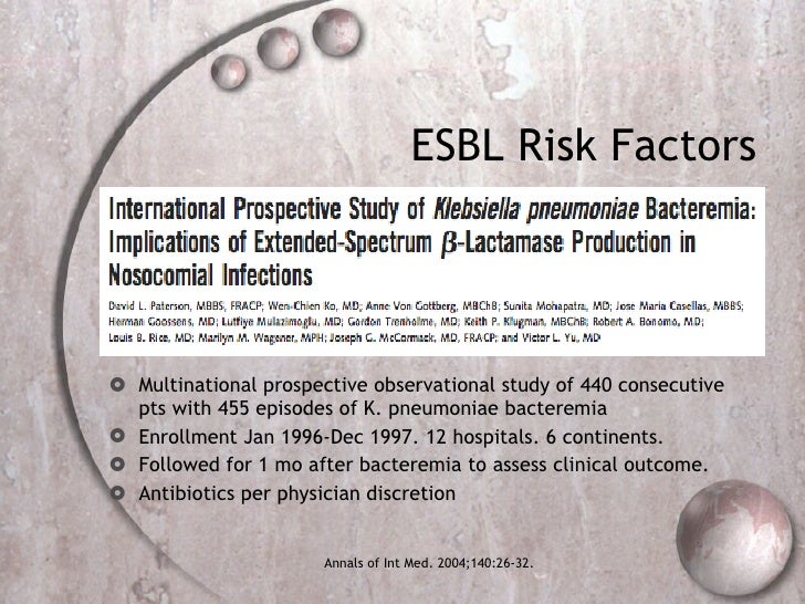 Extended Spectrum Beta Lactamases Esbl