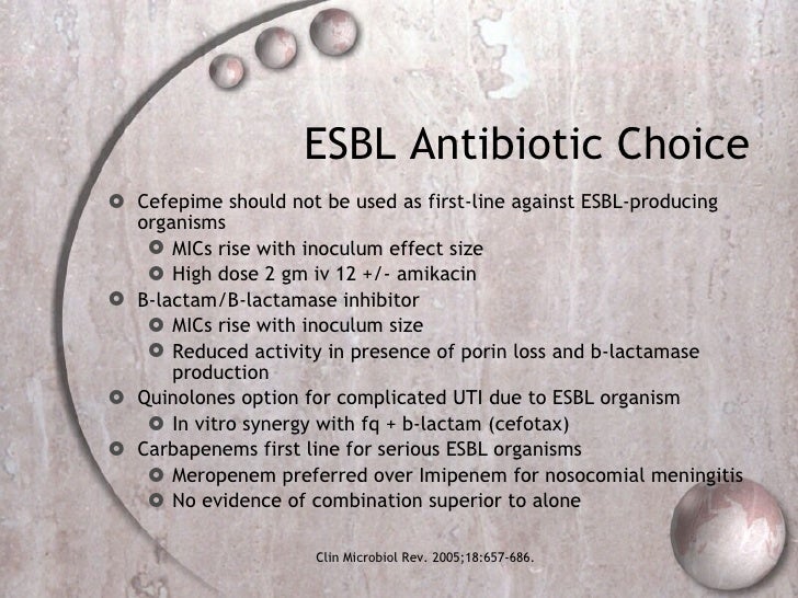 Extended Spectrum Beta Lactamases Esbl
